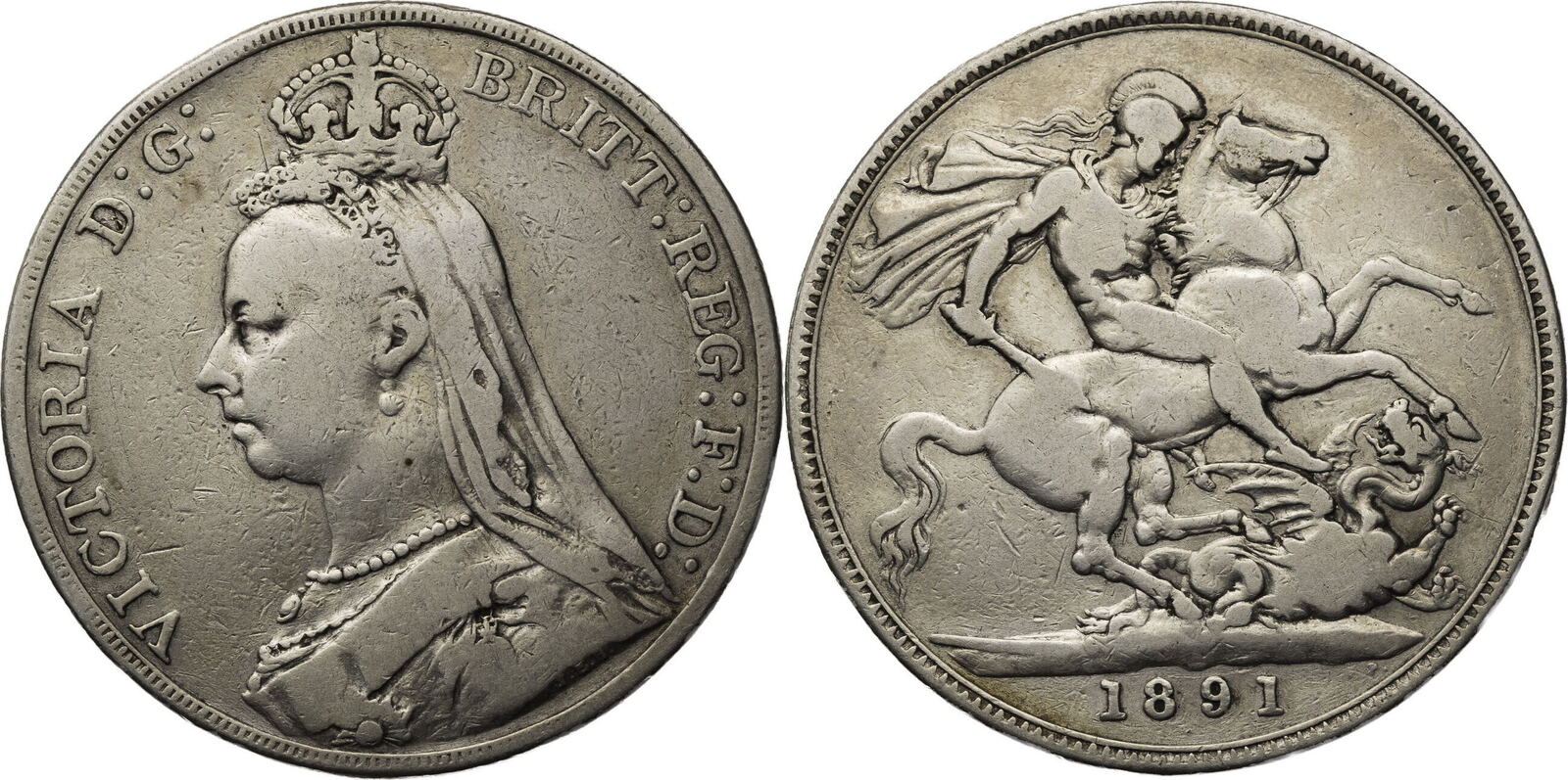 Großbritannien 1 Crown 1891 Victoria (1837-1901) - Kursmünze s-ss | MA ...