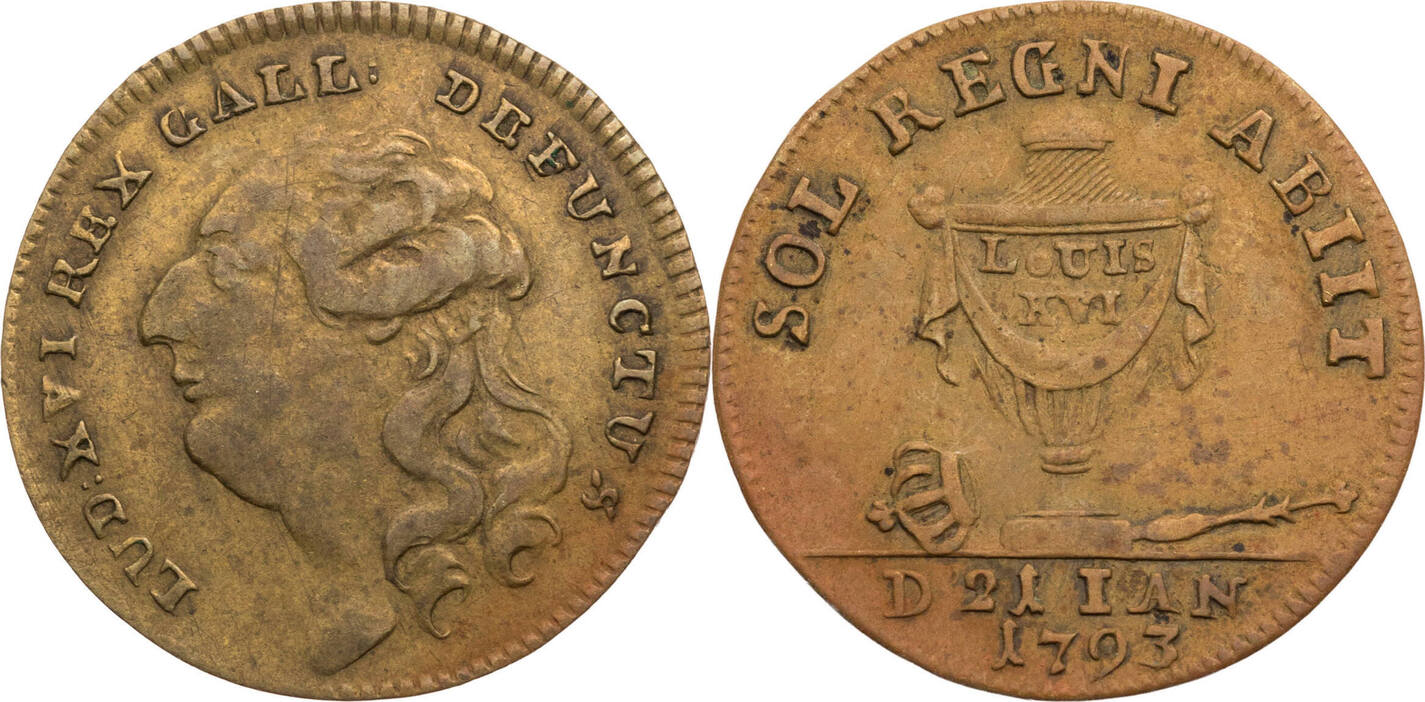 Frankreich Token 1793 Ludwig XVI. - sol regni abiit s-ss | MA-Shops