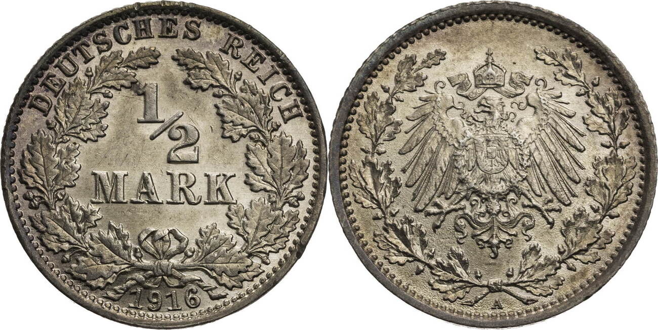 Kaiserreich ½ Mark 1916 A Kursmünze (1905-1919) vz | MA-Shops
