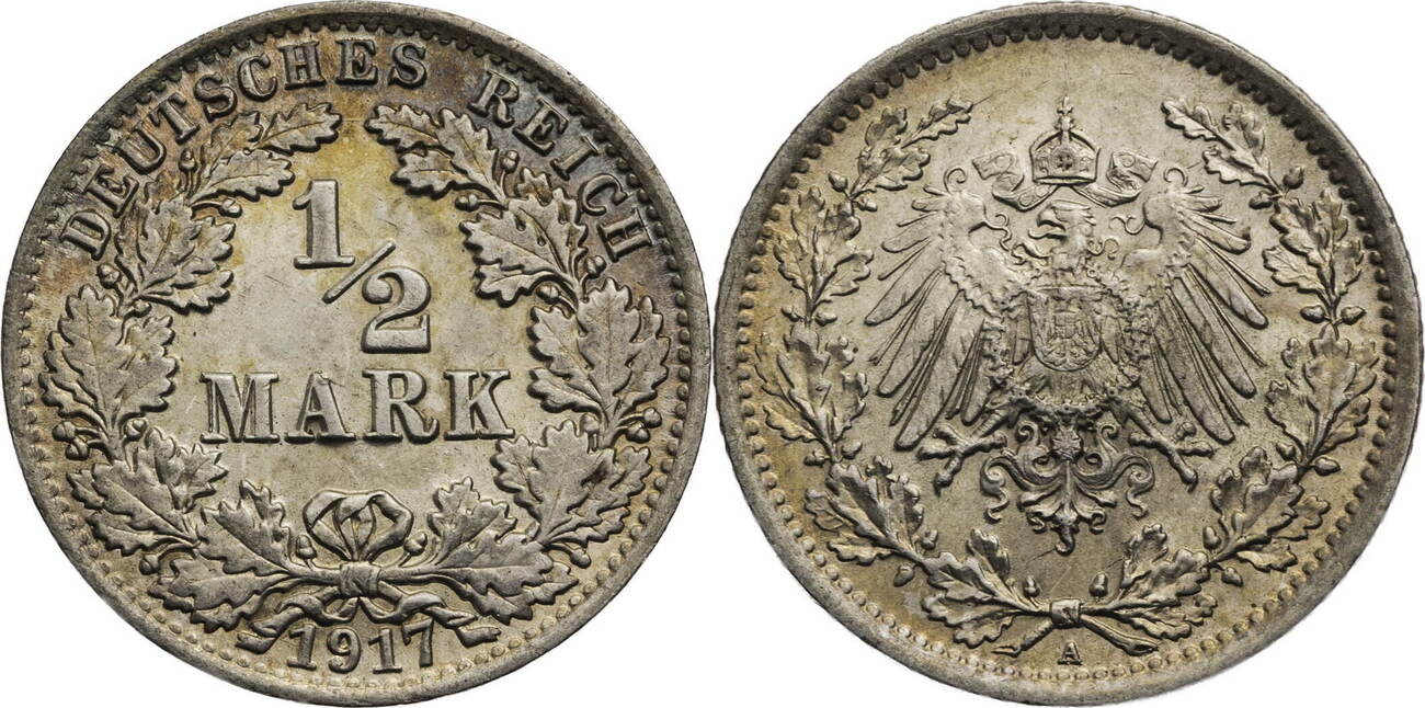 Kaiserreich ½ Mark 1917 A Kursmünze (1905-1919) vz | MA-Shops