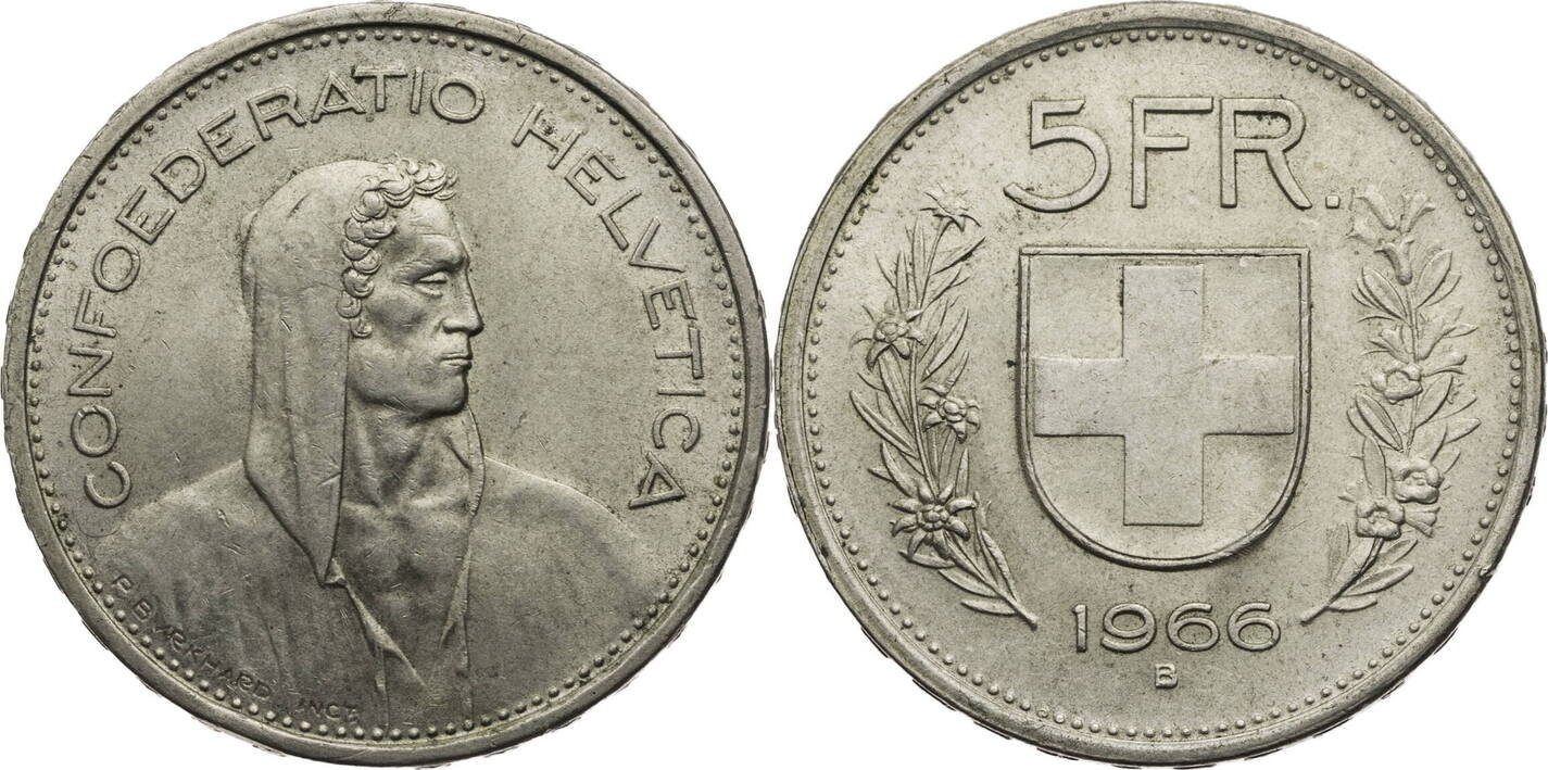 Schweiz 5 Franken 1966 B Alphirt - Kursmünze (1931-1969) ss | MA-Shops