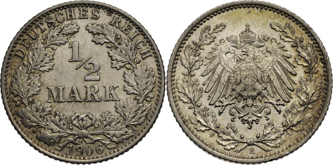 Kaiserreich ½ Mark 1906 E Kursmünze (1905-1919) vz | MA-Shops