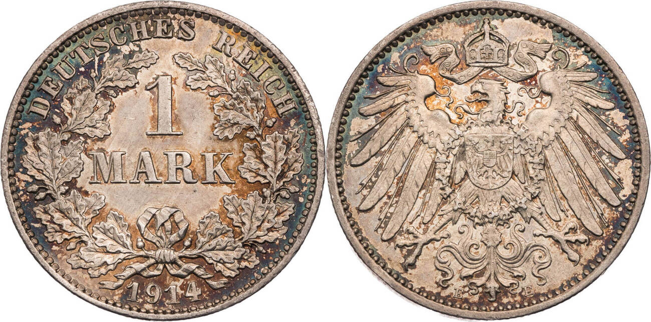 Kaiserreich 1 Mark 1914 E Kursmünze (1891-1916) vz, Patina | MA-Shops