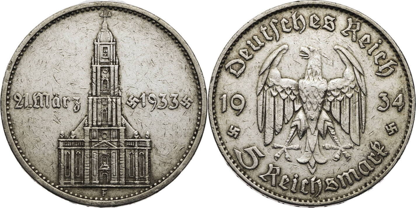 Drittes Reich 5 Reichsmark 1934 F Zum Jahrestag der Eröffnung des ...