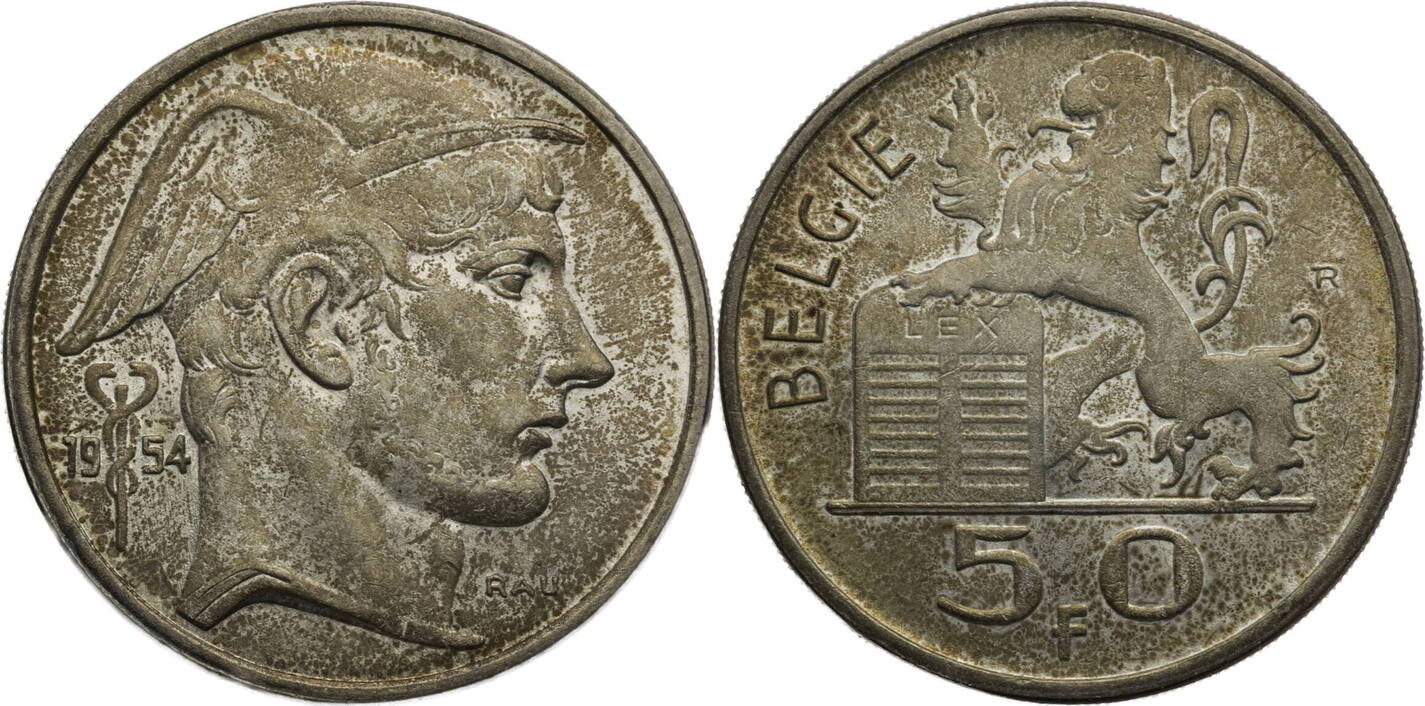 Belgien 50 Frank (50 Francs) 1954 Leopold III. (1934-1951) - Kursmünze ...