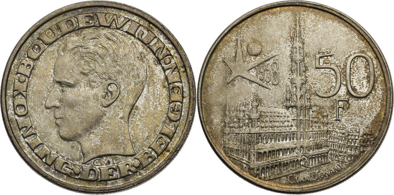 Belgien 50 Frank (Francs) 1958 Baudouin (1951-1993) - Weltausstellung ...
