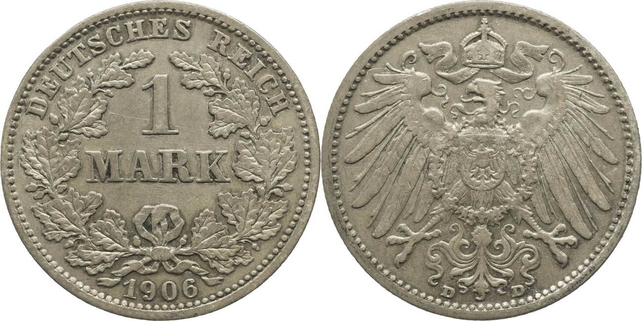 Kaiserreich 1 Mark 1906 D Kursmünze (1891-1916) ss | MA-Shops