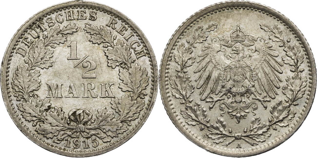 Kaiserreich 1/2 Mark 1915 A Kursmünze (1905-1919) vz | MA-Shops