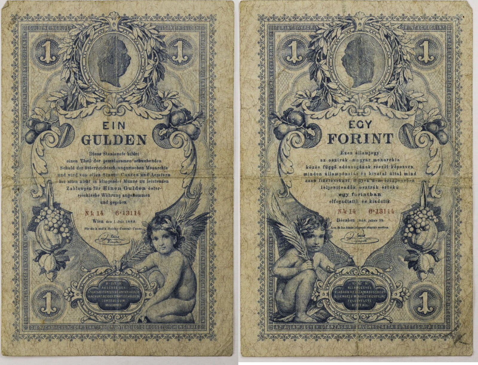 Österreich-Ungarn 1 Gulden / 1 Forint 1.7.1888 Franz Josef I. (1848 ...