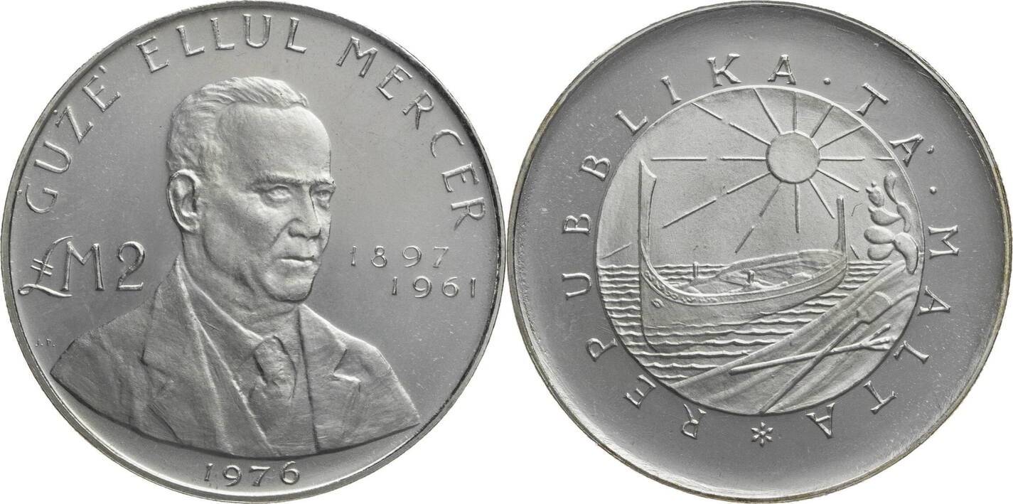 Malta 2 Liri (Maltesische Pfund) 1976 Guze Ellul Mercer ss-vz | MA-Shops