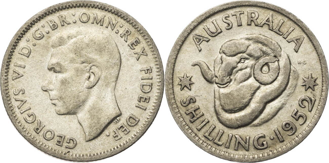 Australien 1 Shilling 1952 Georg VI. (1936-1952) - Kursmünze (1950-1952 ...