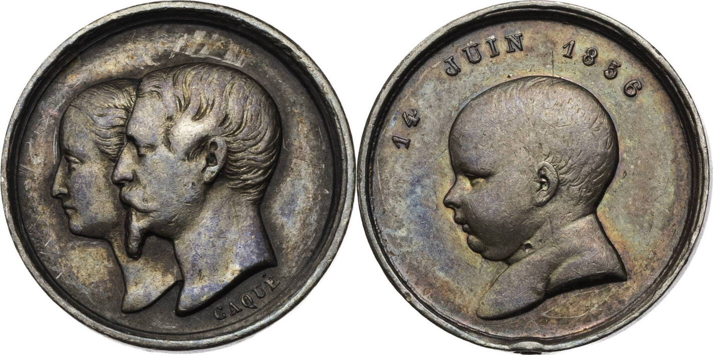 Frankreich, 2. Kaiserreich Silbermedaille 1856 Auf die Geburt Napoléon ...