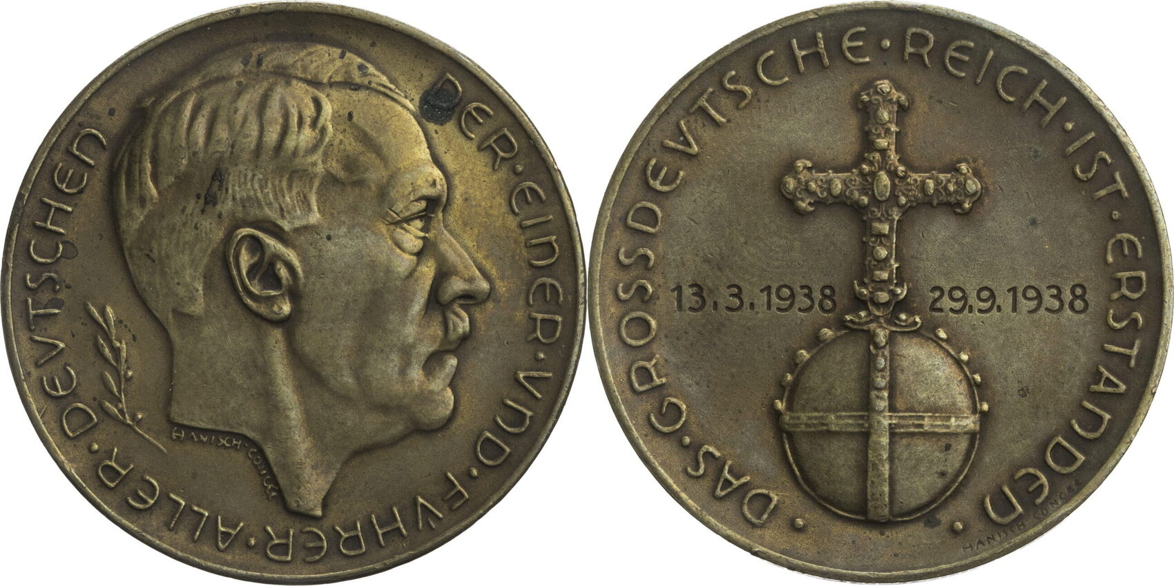 Drittes Reich Medaille 1938 Adolf Hitler - Das Grossdeutsche Reich ist ...