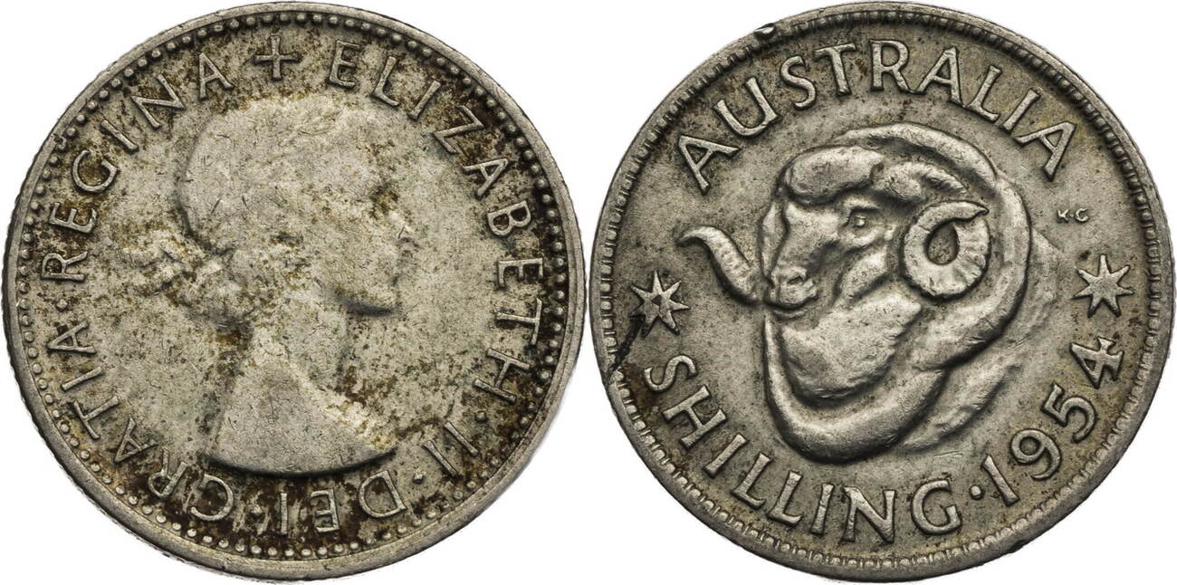 Australien Shilling 1954 Elisabeth II. (1952-2022) - Kursmünze (1953 ...