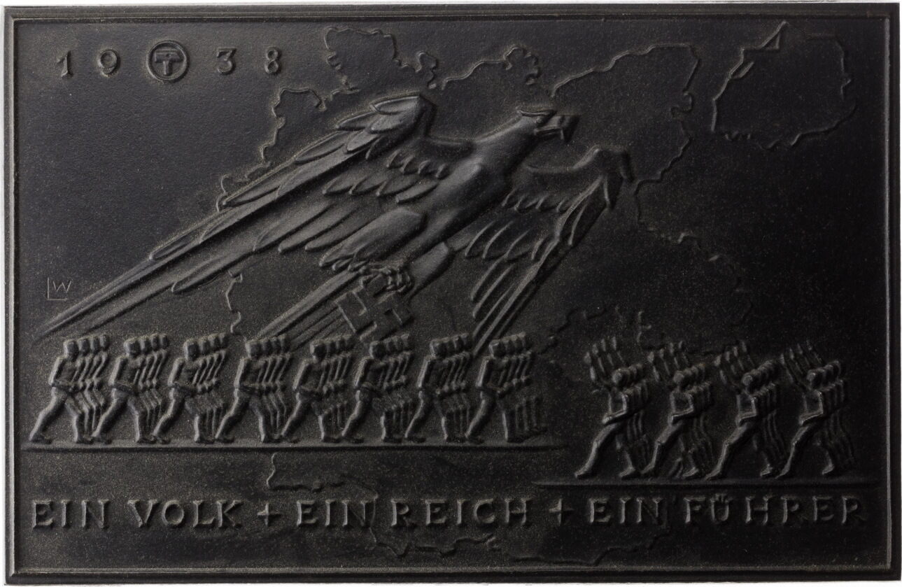 Deutschland, Drittes Reich Plakette 1938 Ein Volk + ein Reich + ein ...