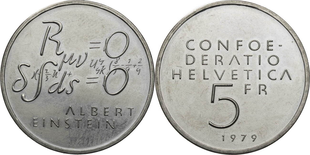 Schweiz 5 Franken 1979 100. Geburtstag von Albert Einstein - Formel vz | MA-Shops