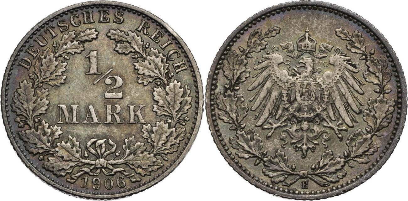 Kaiserreich ½ Mark 1906 E Kursmünze (1905-1919) ss-vz | MA-Shops