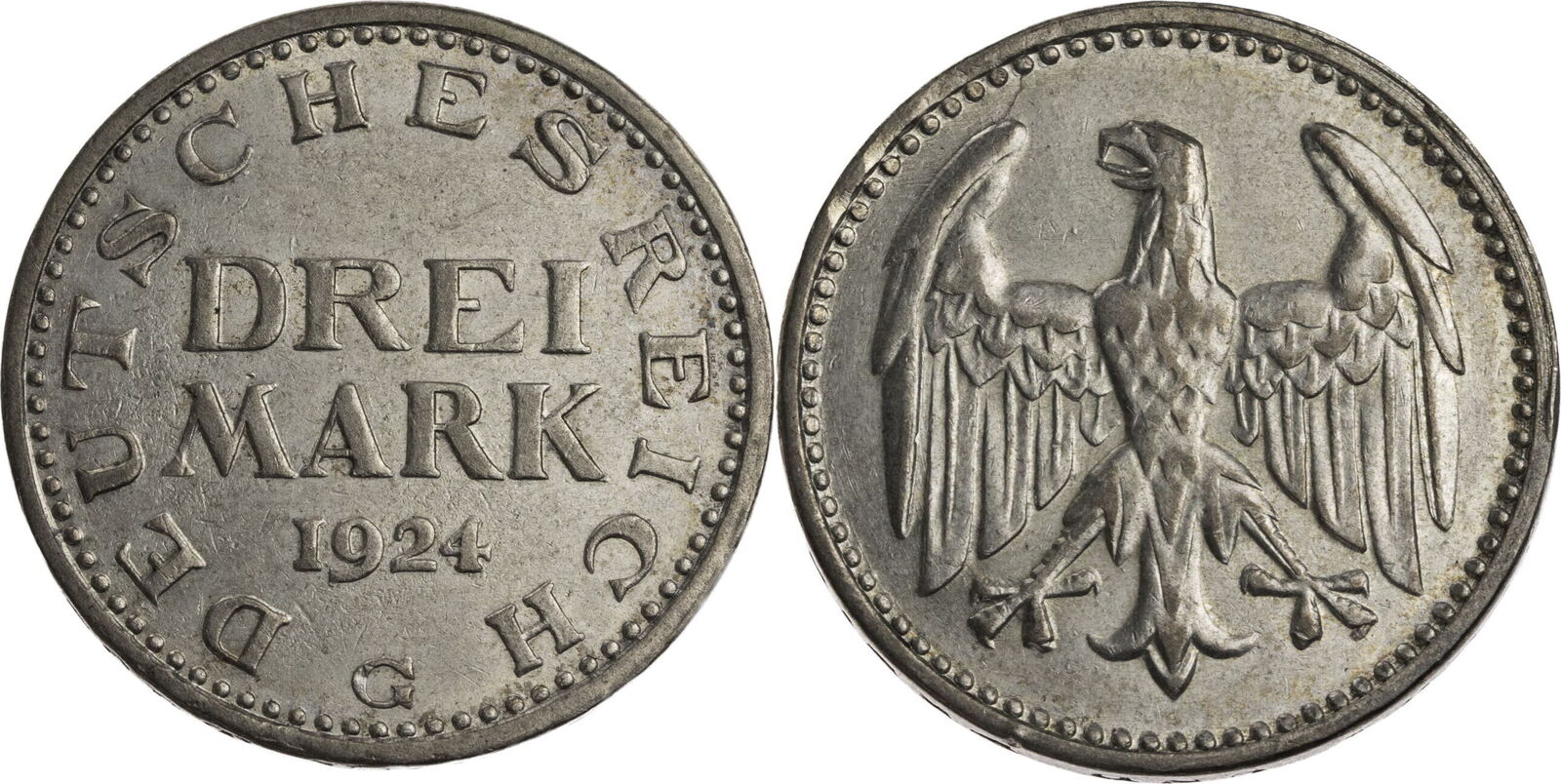 Weimarer Republik 3 Mark 1924 G Kursmünze (1924-1925) ss | MA-Shops
