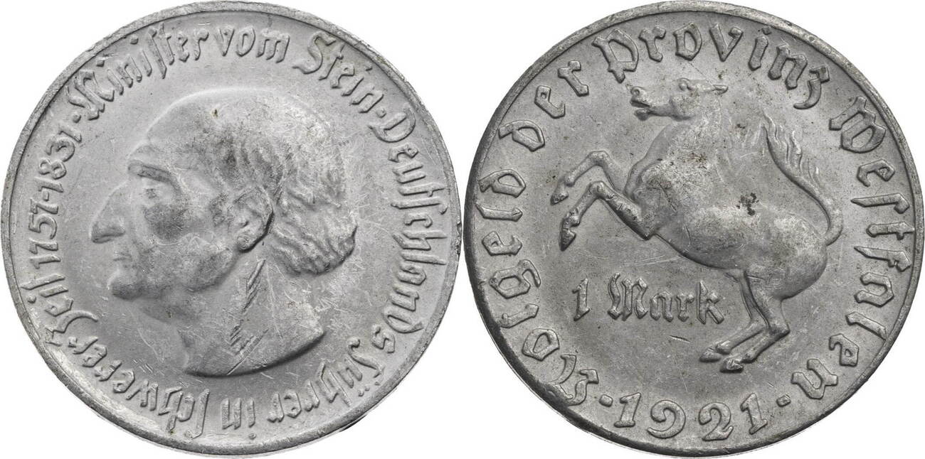 Westfalen 1 Mark 1921 Minister vom Stein ss, Kratzer | MA-Shops