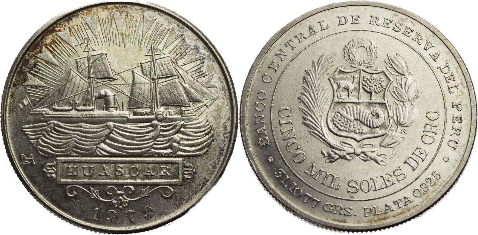 Peru 5000 Soles 1979 Huascar - Schlacht von Iquique ss, angelaufen | MA ...