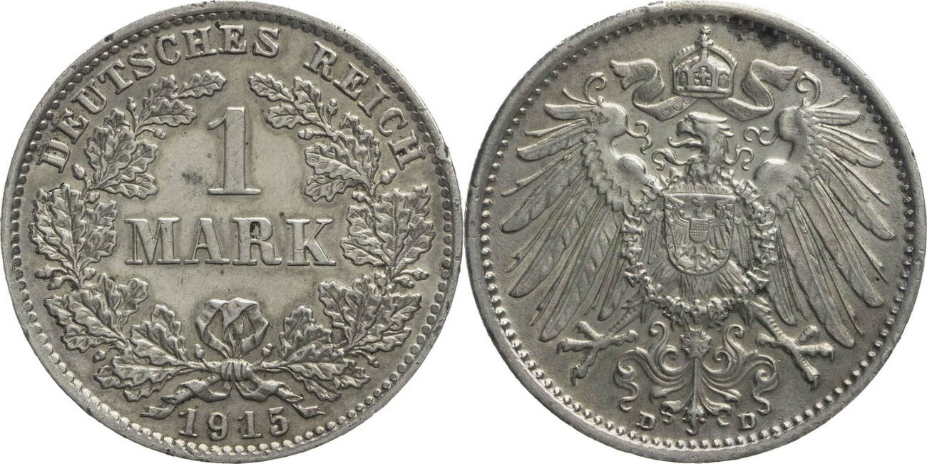 Kaiserreich 1 Mark 1915 D Kursmünze (1891-1916) ss-vz | MA-Shops