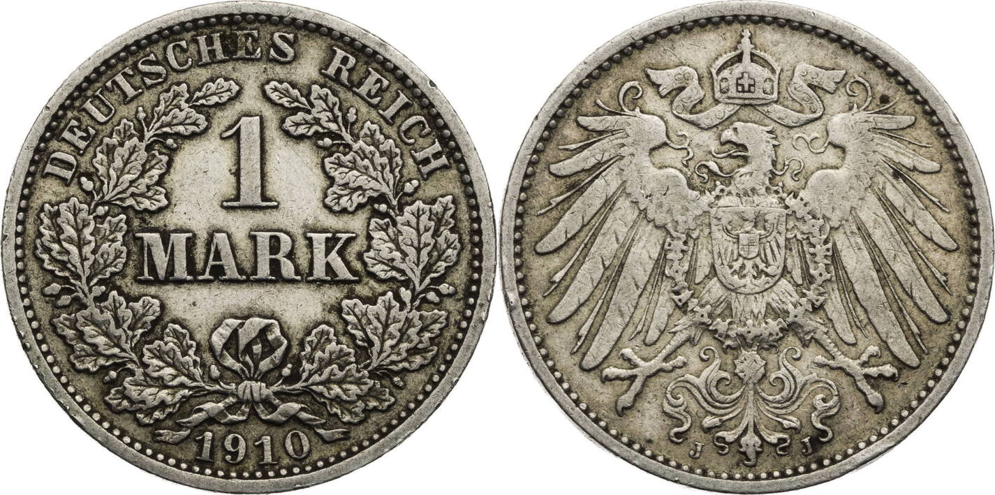 Kaiserreich 1 Mark 1910 J Kursmünze (1891-1916) ss | MA-Shops