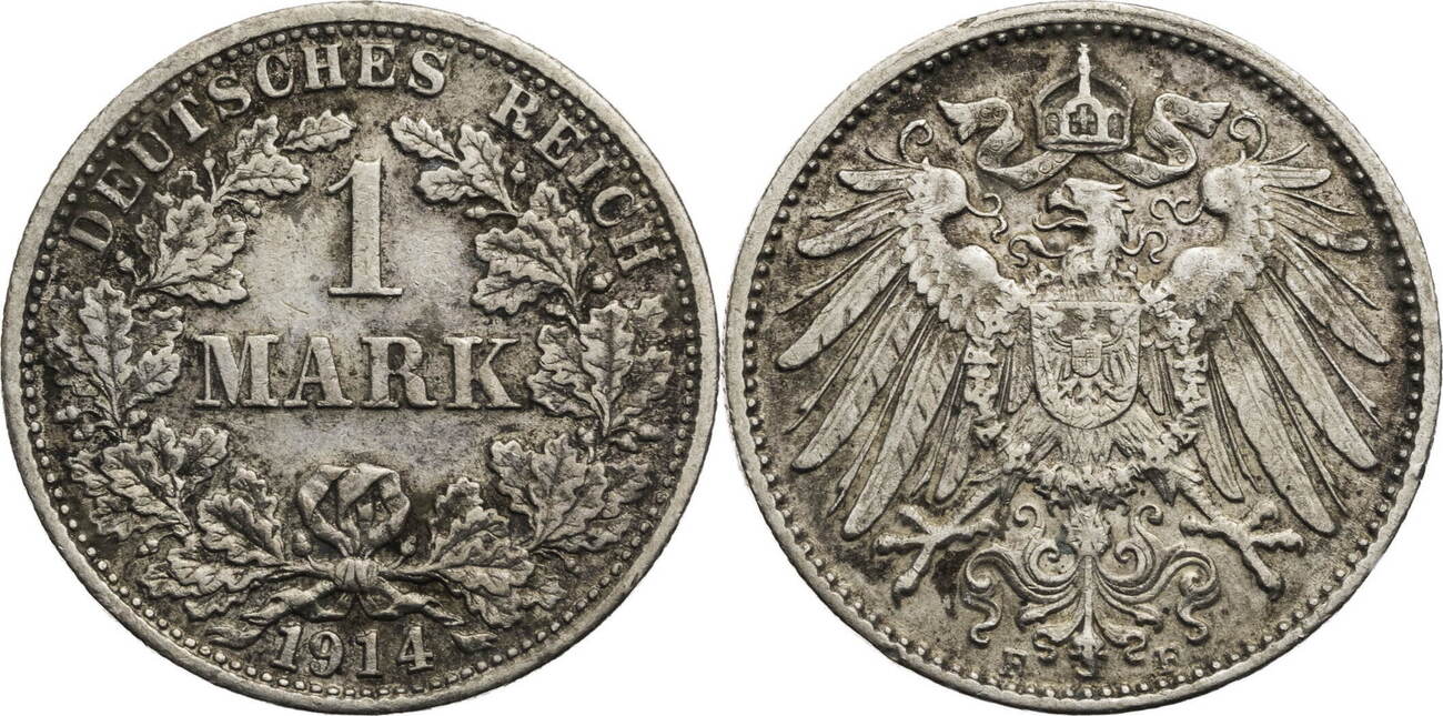 Kaiserreich 1 Mark 1914 F Kursmünze (1891-1916) ss | MA-Shops