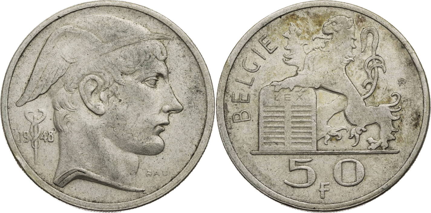 Belgien 50 Frank (50 Francs) 1948 Leopold III. (1934-1951) - Kursmünze ...