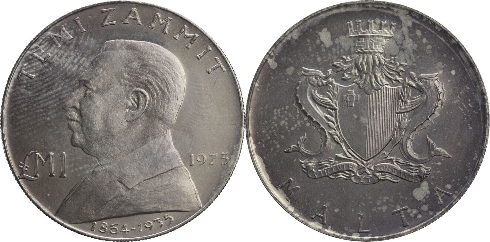 Malta 1 Liri (Maltesische Pfund) 1973 Temi Zammit vz, berührt | MA-Shops