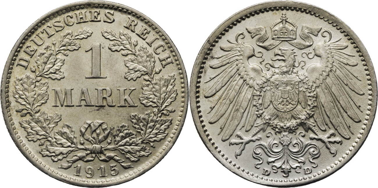 Kaiserreich 1 Mark 1915 D Kursmünze (1891-1916) ss | MA-Shops