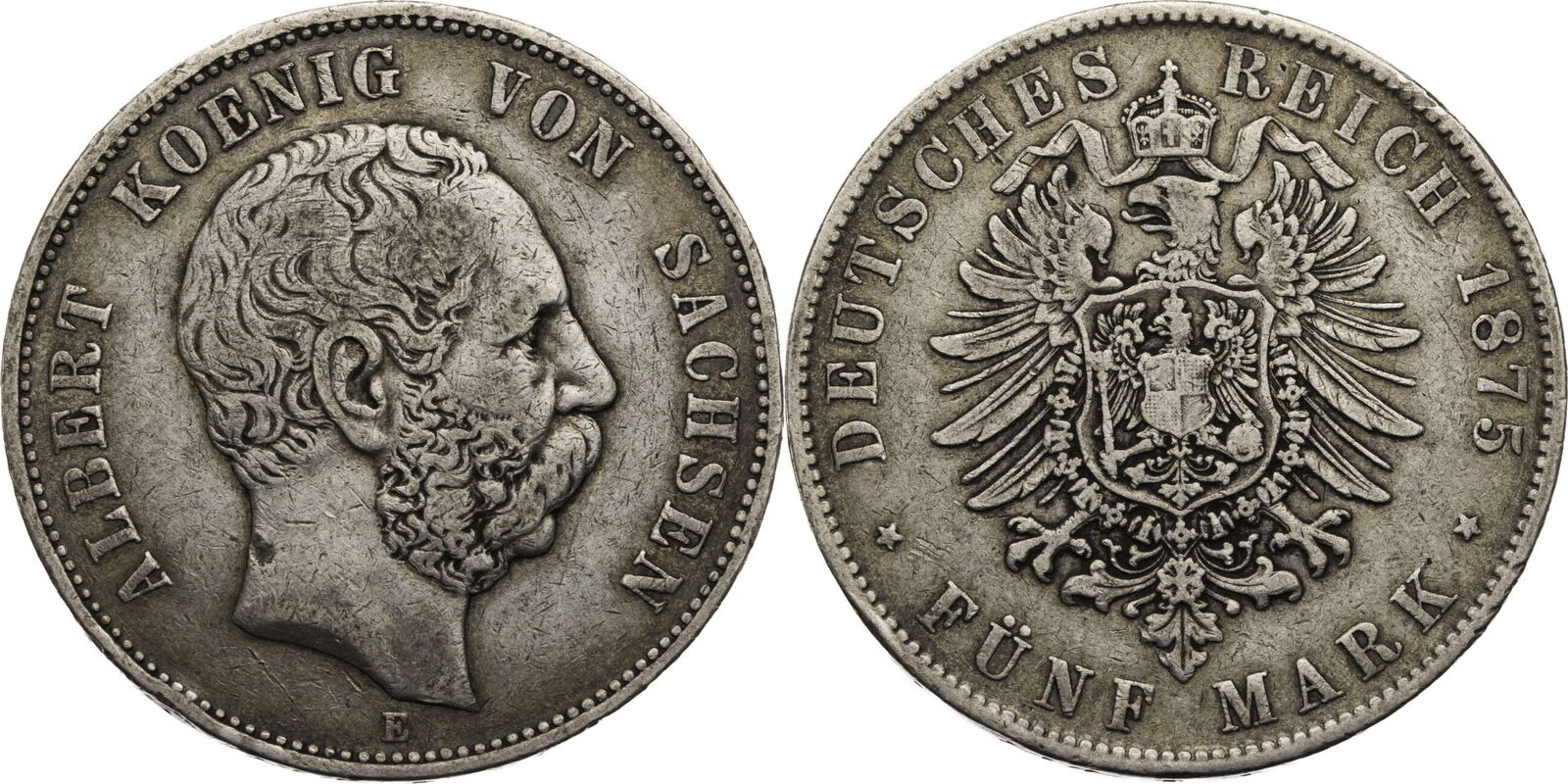 Kaiserreich, Sachsen 5 Mark 1875 E Albert (1873-1902) - Kursmünze (1875 ...