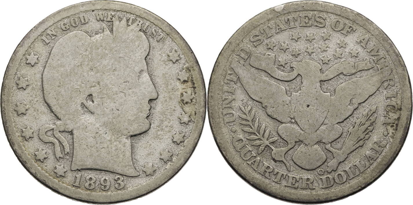 USA 1/4 Dollar 1893 O Barber Quarter - Kursmünze (1892-1916) ge-s | MA ...