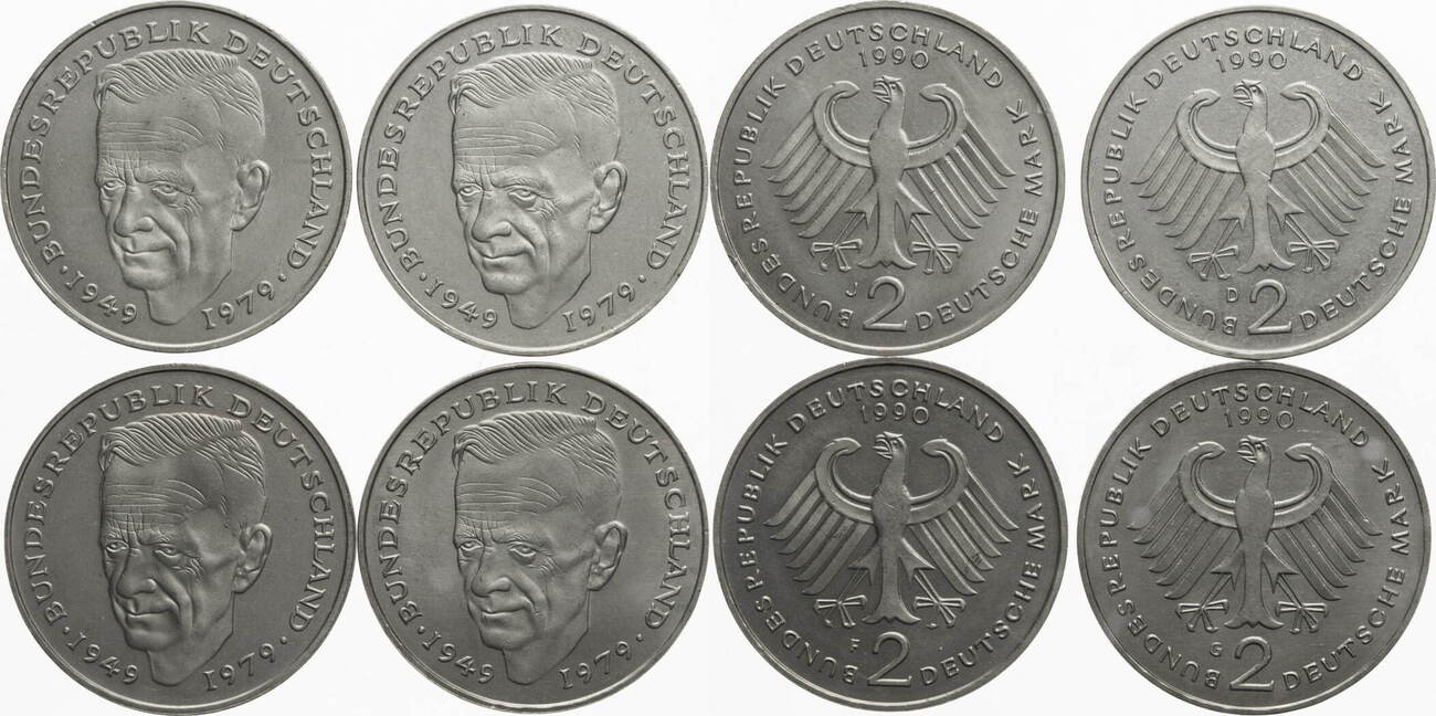 Bundesrepublik Deutschland 2 DM 1990 DFGJ Kurt Schumacher - Kursmünze ...