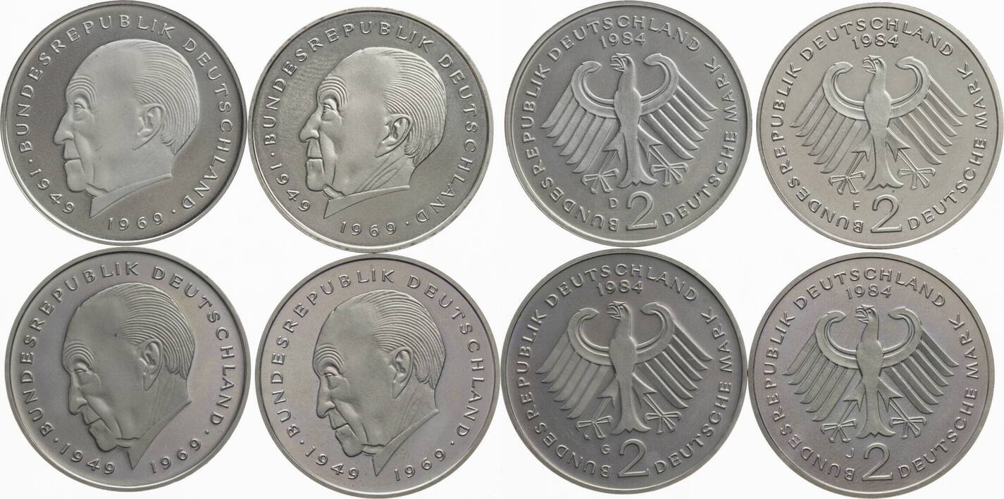 Bundesrepublik Deutschland 8 DM (4 x 2 DM) 1984 DFGJ Kursmünze Konrad ...