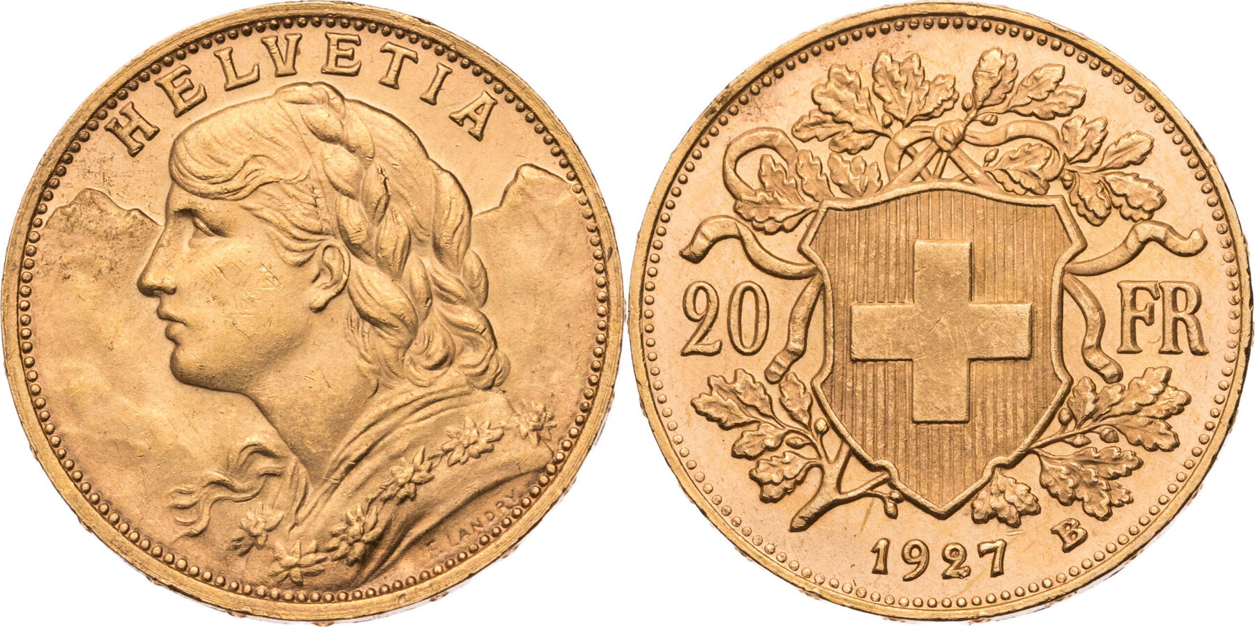 Schweiz 20 Franken 1927 B Vreneli - Kursmünze (1897-1949) vz | MA-Shops