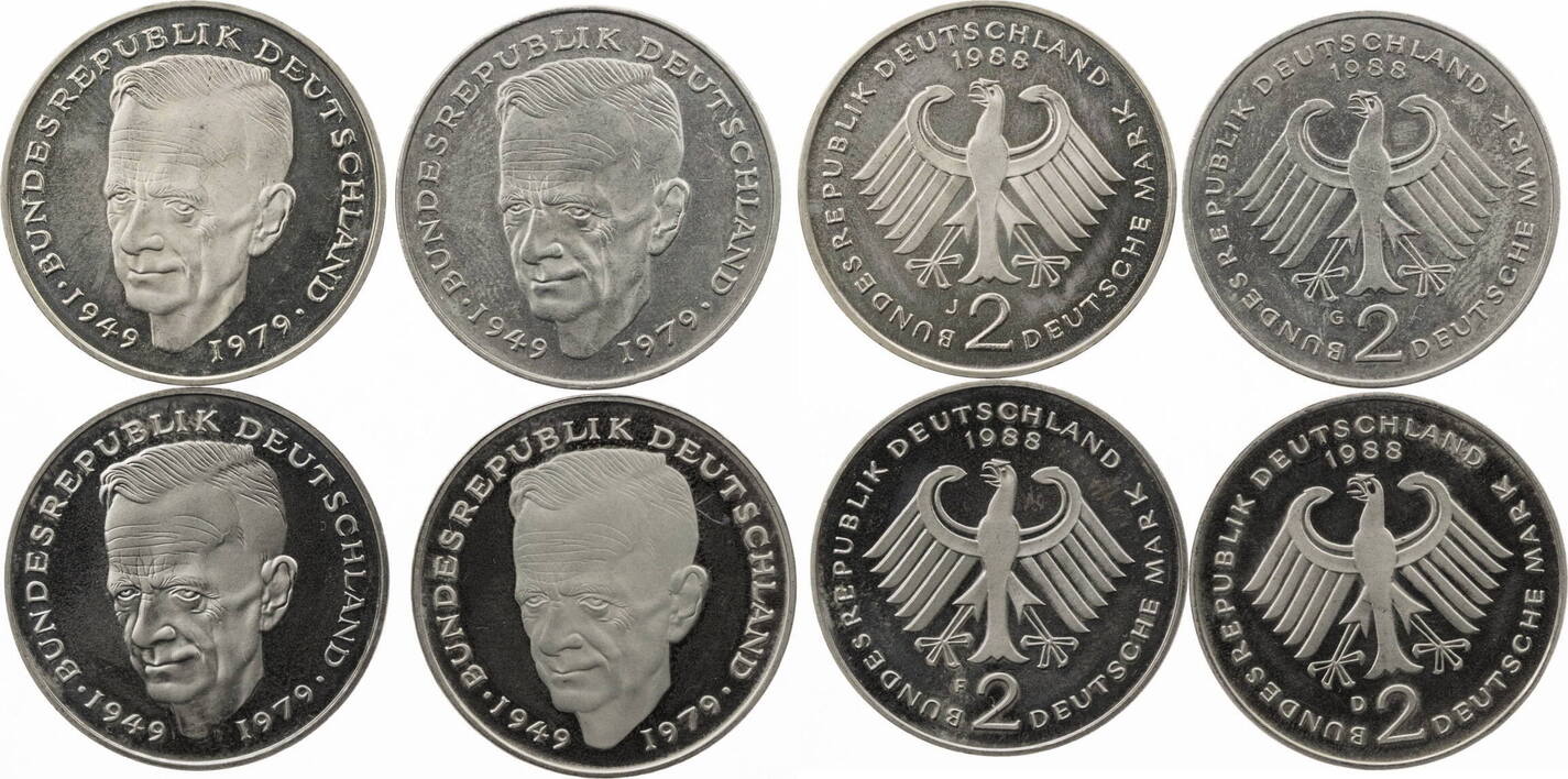 Bundesrepublik Deutschland 2 DM 1988 DFGJ 2 D-Mark Kursmünzen Kurt ...