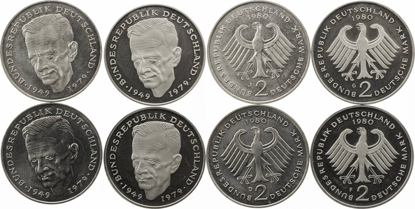 Bundesrepublik Deutschland 2 DM 1980 DFGJ 2 D-Mark Kursmünzen Kurt ...