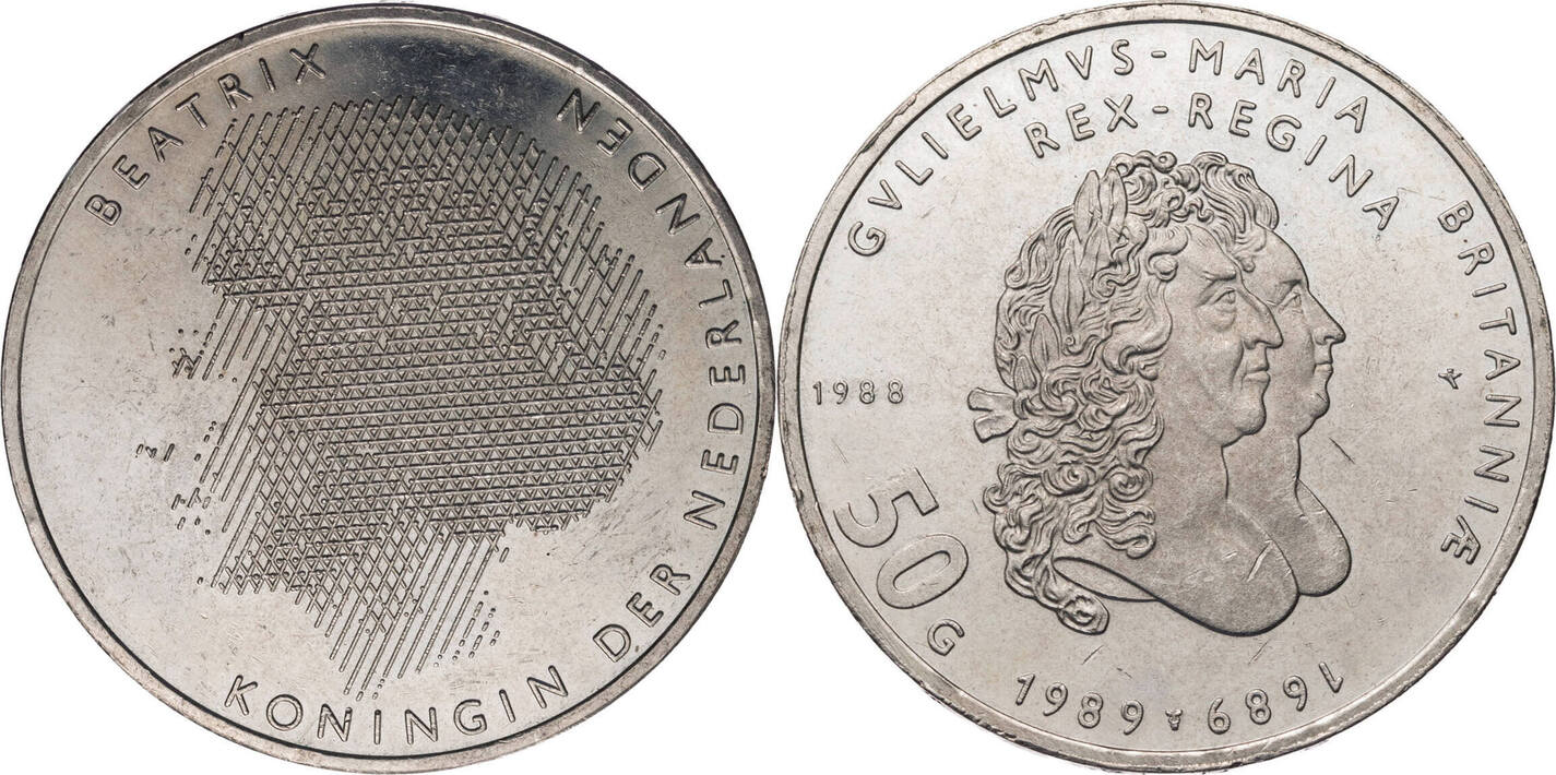 Niederlande 50 Gulden 1988 300 Jahre König Wilhelm und Mary ss-vz | MA ...