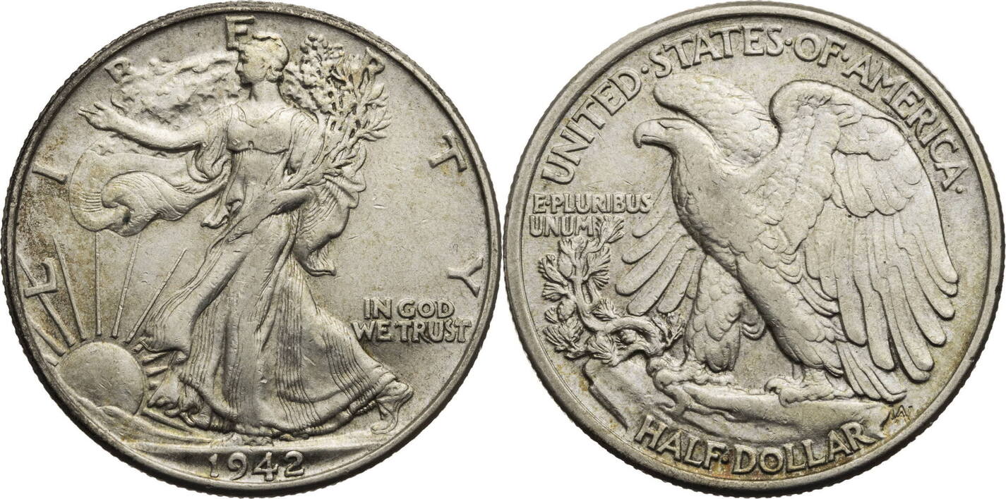 USA ½ Dollar 1942 Walking Liberty Half Dollar ss | MA-Shops