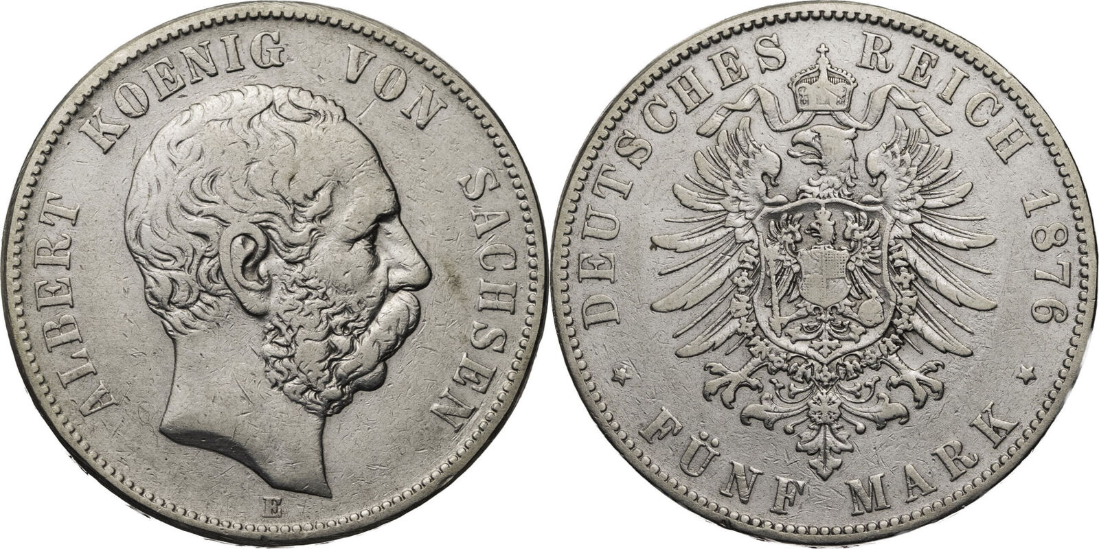 Kaiserreich, Sachsen 5 Mark 1876 E Albert (1873-1902) - Kursmünze (1875 ...