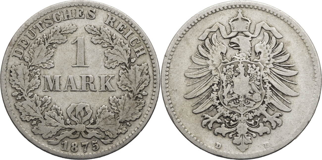 Kaiserreich 1 Mark 1875 D Kursmünze (1873-1887) schön | MA-Shops
