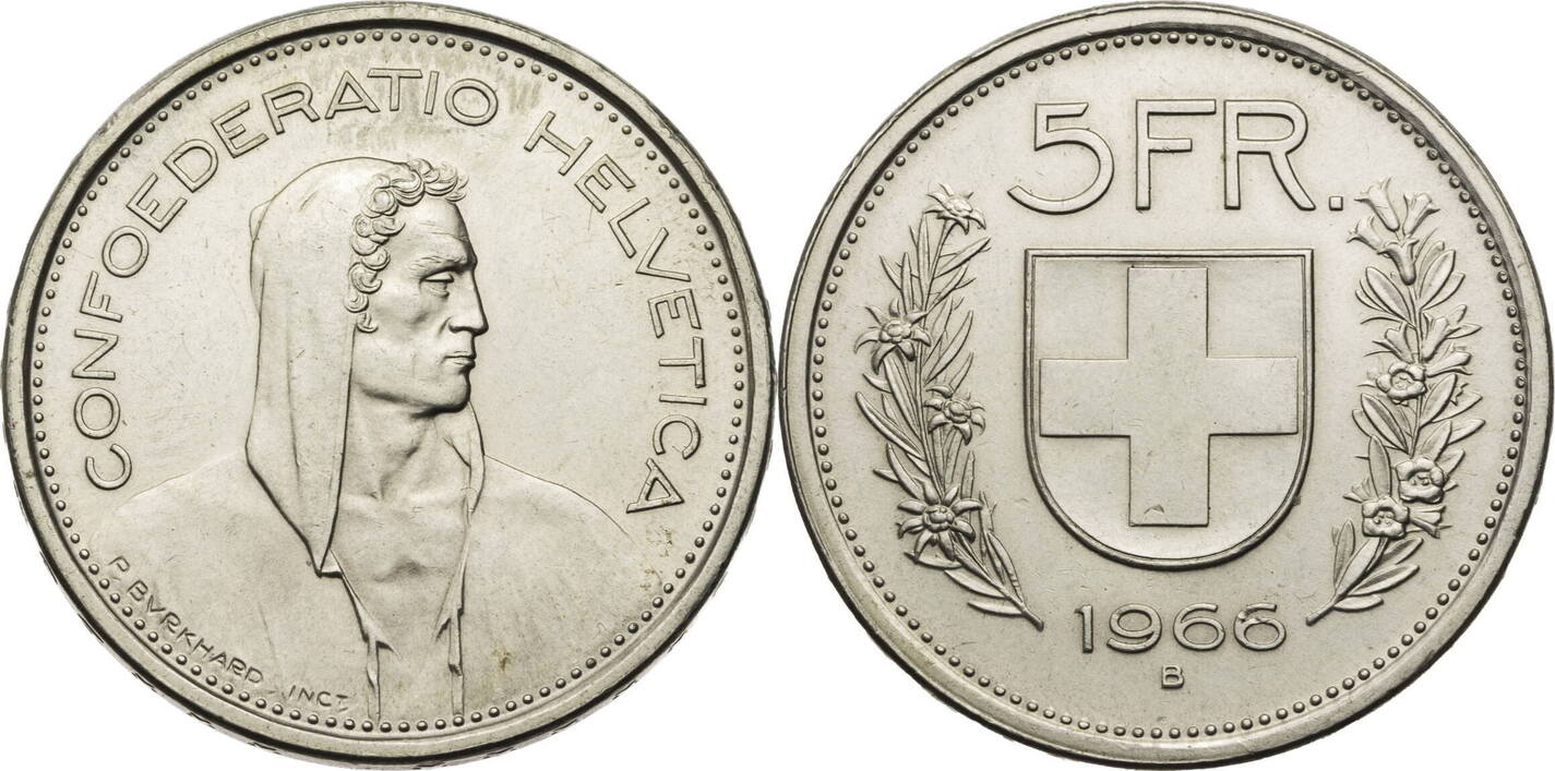 Schweiz 5 Franken 1966 B Alphirt - Kursmünze (1931-1969) ss | MA-Shops