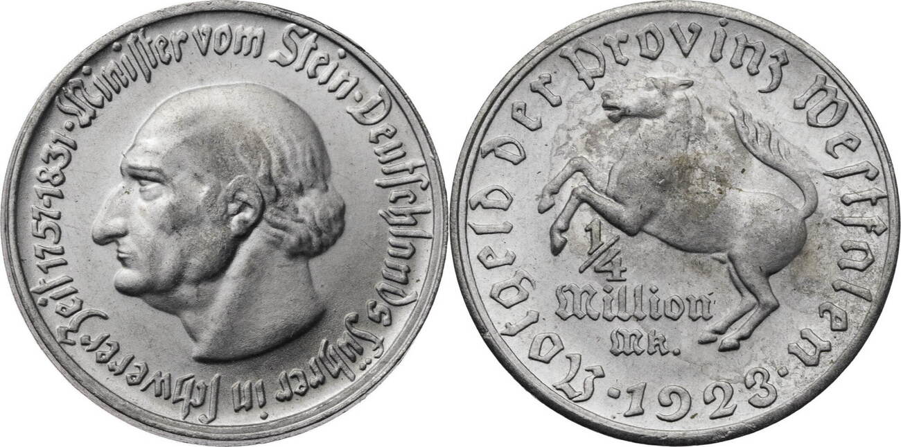 Deutschland Westfalen 250000 Mark 1923 Minister vom Stein - 1/4 ...