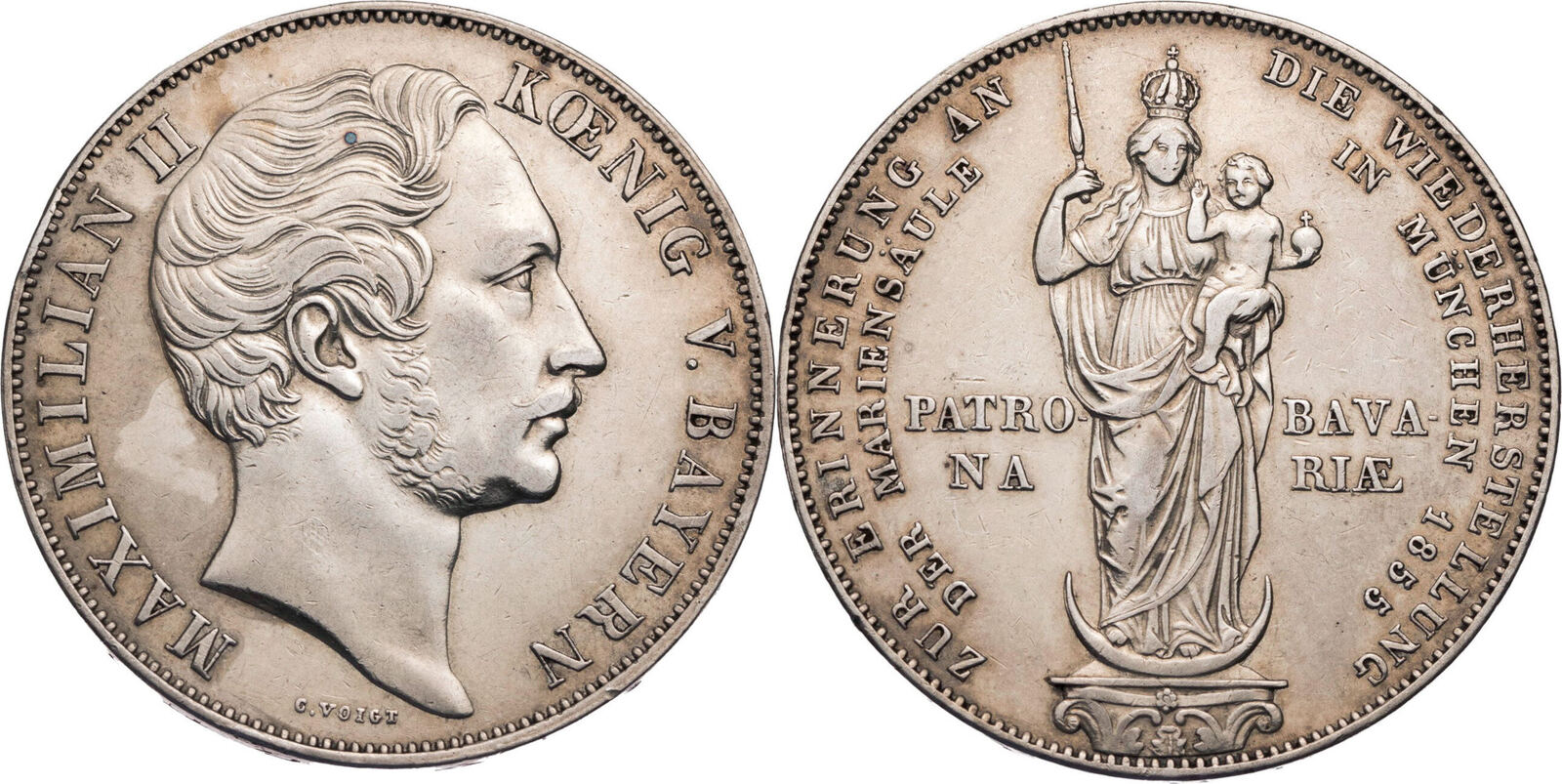 Bayern, Königreich 2 Gulden (Doppelgulden) 1855 Maximilian II. (1848-1865) - Auf die ...