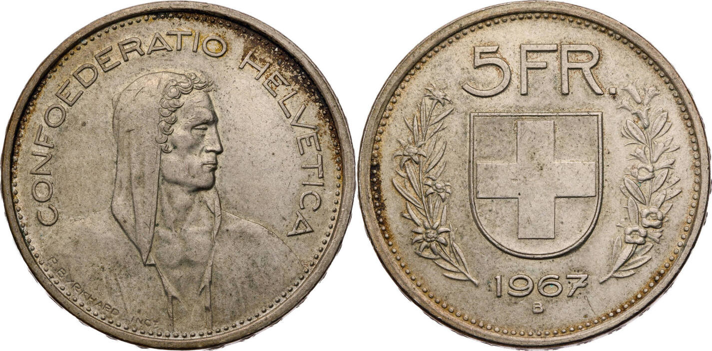 Schweiz 5 Franken 1967 B Alphirt - Kursmünze (1931-1969) vz | MA-Shops