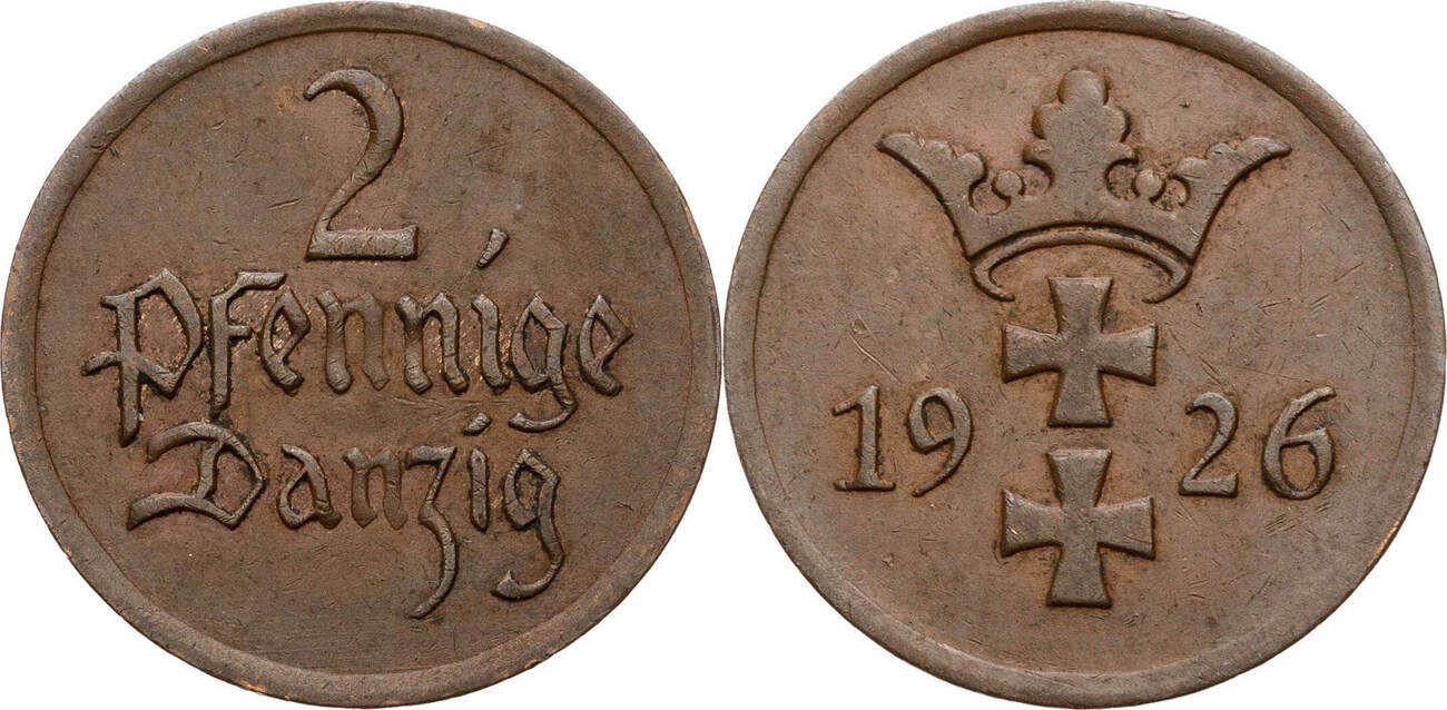 Danzig 2 Pfennige 1926 (A) Kursmünze (1923-1937) ss | MA-Shops