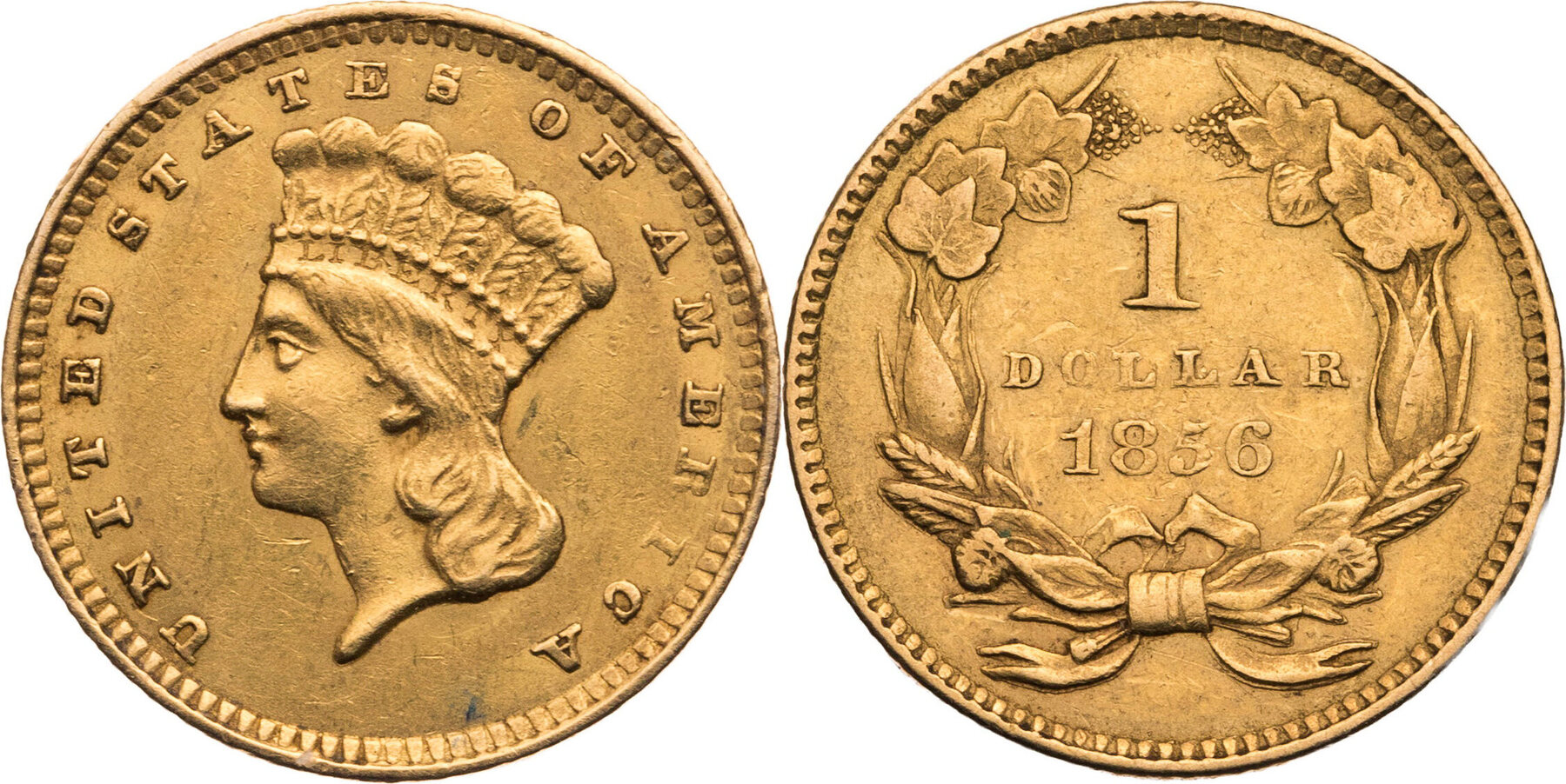 USA 1 Dollar 1856 Large Indian Head, Type 3 - Kursmünze (1856-1889) ss-vz/ss | MA-Shops