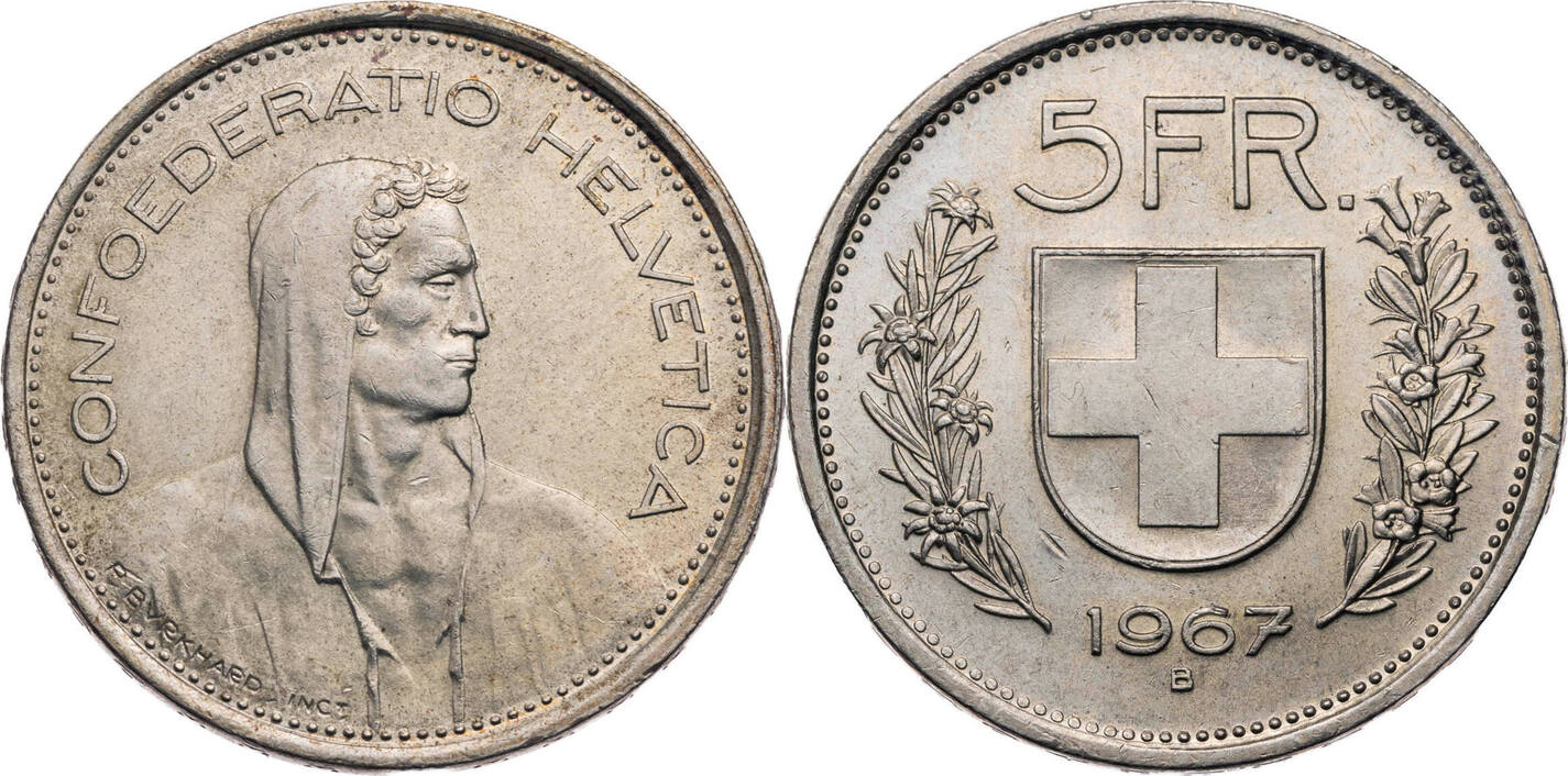 Schweiz 5 Franken 1967 B Alphirt - Kursmünze (1931-1969) vz | MA-Shops