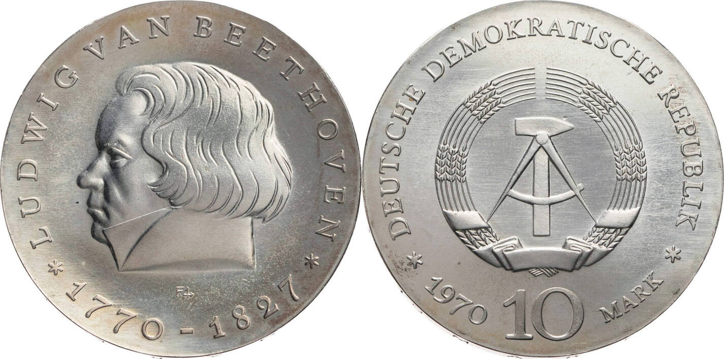 DDR 10 Mark 1970 (A) Zum 200. Geburtstag von Ludwig van Beethoven vz ...