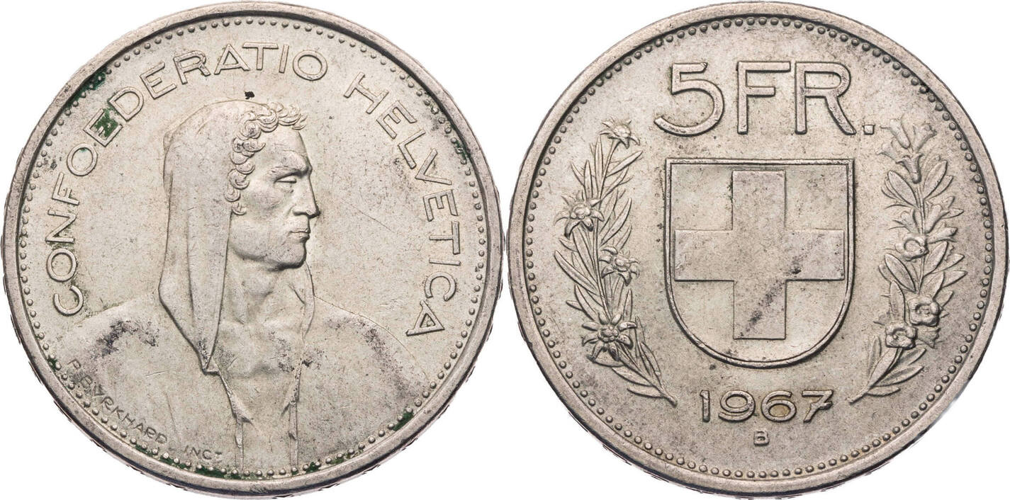Schweiz 5 Franken 1967 B Alphirt - Kursmünze (1931-1969) ss | MA-Shops